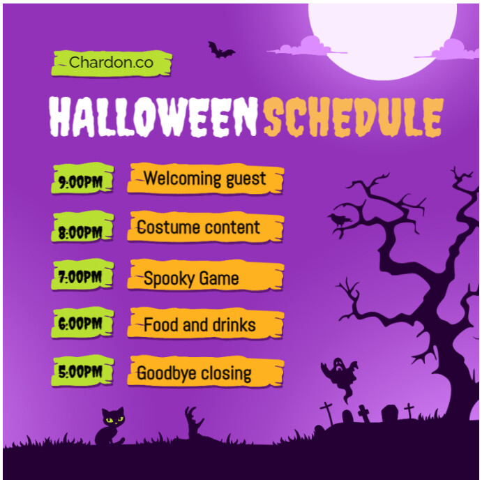Purple List-based Purple And Black Halloween Schedule Designs Templates ...