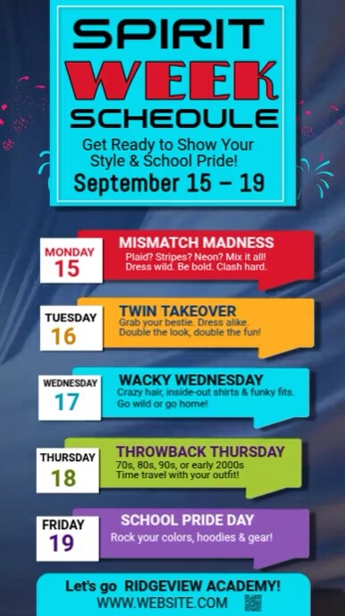 Copy of Purple List-based Spirit Week Ad Template Instagram Story ...