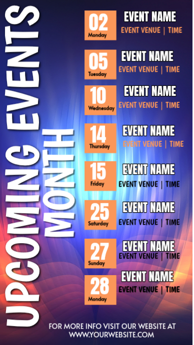 Purple List-based Upcoming Events Instagram Story Template | PosterMyWall