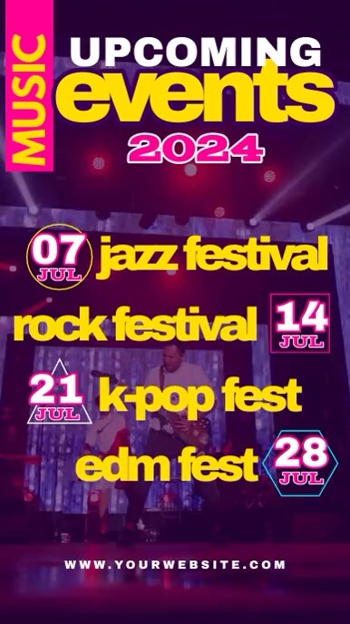 Purple List-based Upcoming Events Music Reel Template | PosterMyWall