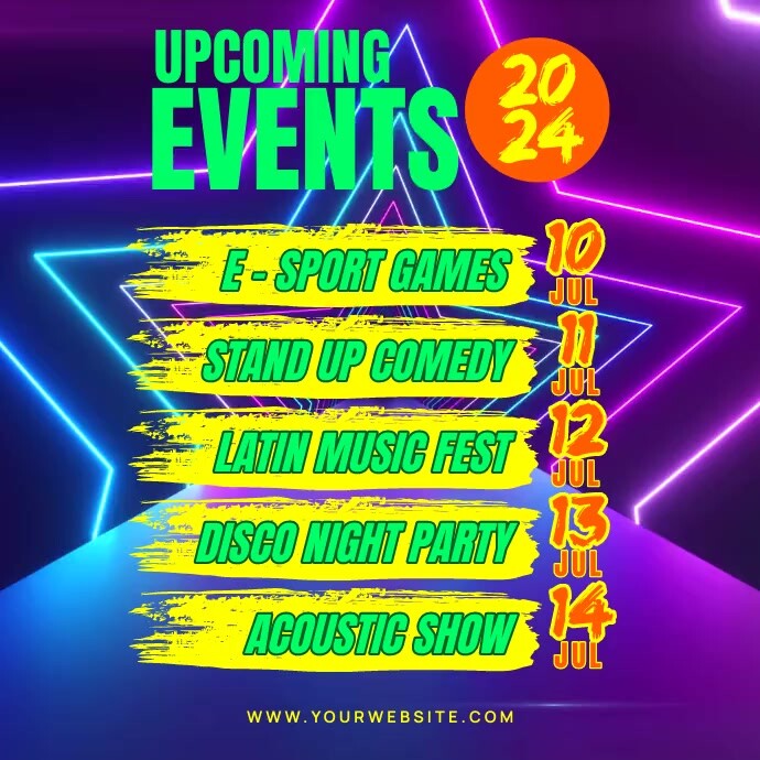 Purple List-based Upcoming Events Pos Instagr templaat | PosterMyWall