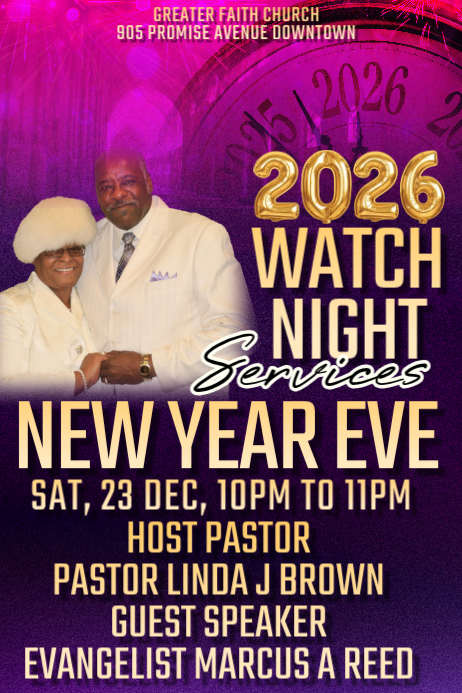 Purple List-based Watch Night Service 2026 Flyer Poster Template ...