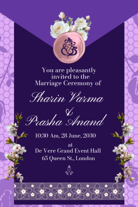 Purple List-based Wedding Invitation Poster Template | PosterMyWall
