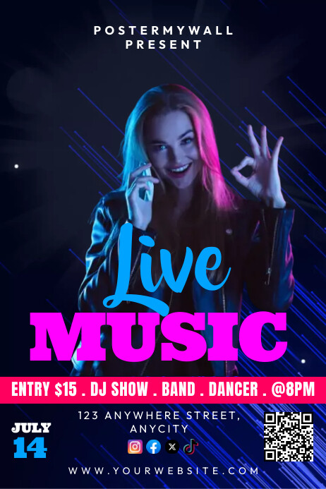 Purple Live Music Poster Template | PosterMyWall