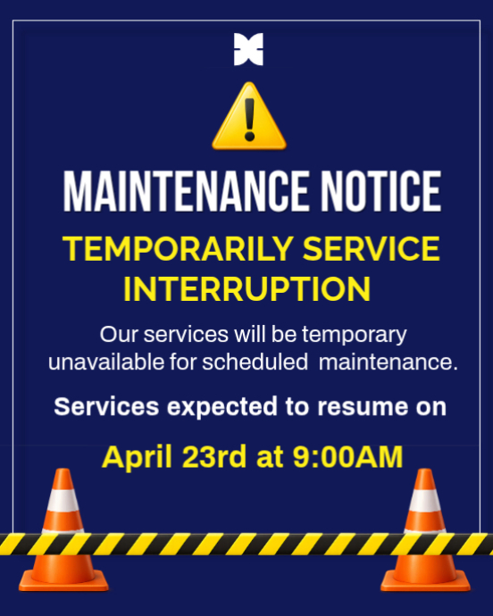 Purple Maintenance Notice Temporary Service Interruption Announcement ...