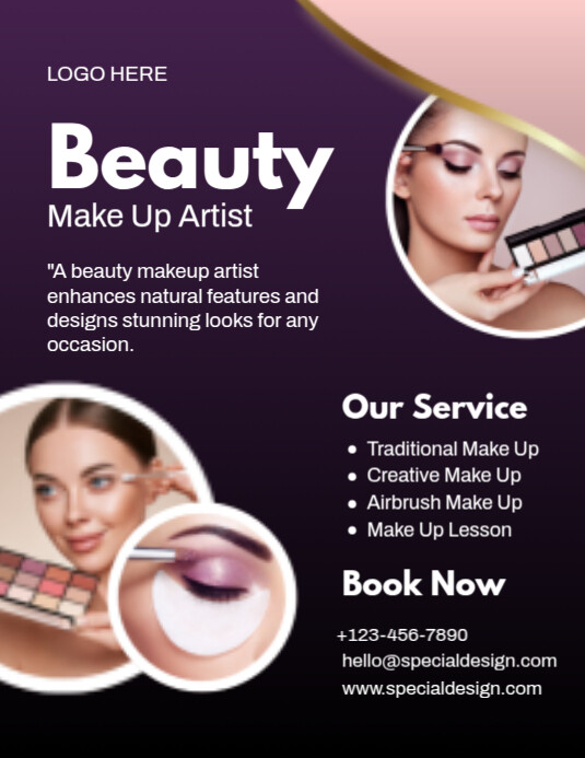 Purple Makeup Artist Flyer (us Letter) Template | PosterMyWall