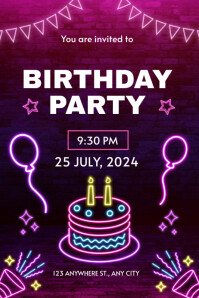 Birthday party poster design 2024 Template | PosterMyWall