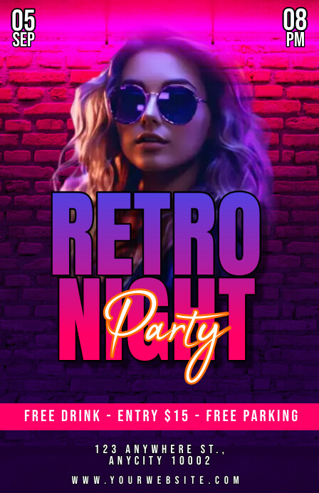 Purple Maksimalis Retro Night Party Tabloid Template | PosterMyWall