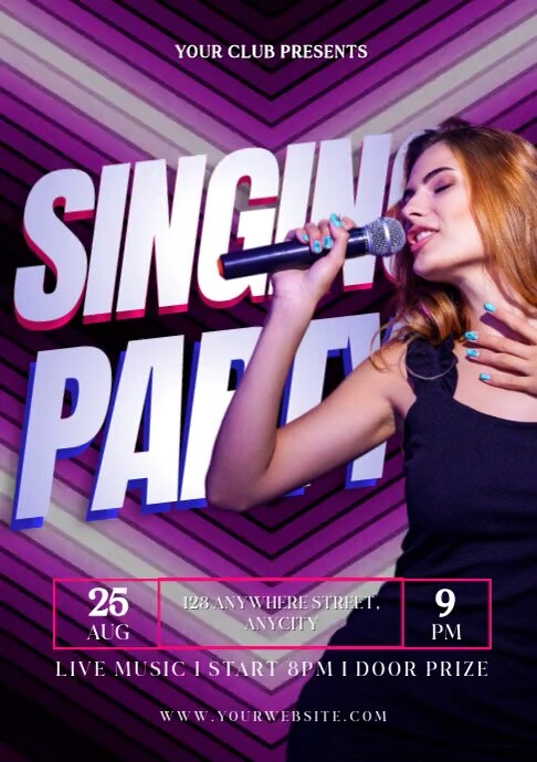 Modèle Purple Maksimalis Singing Party A4 | PosterMyWall