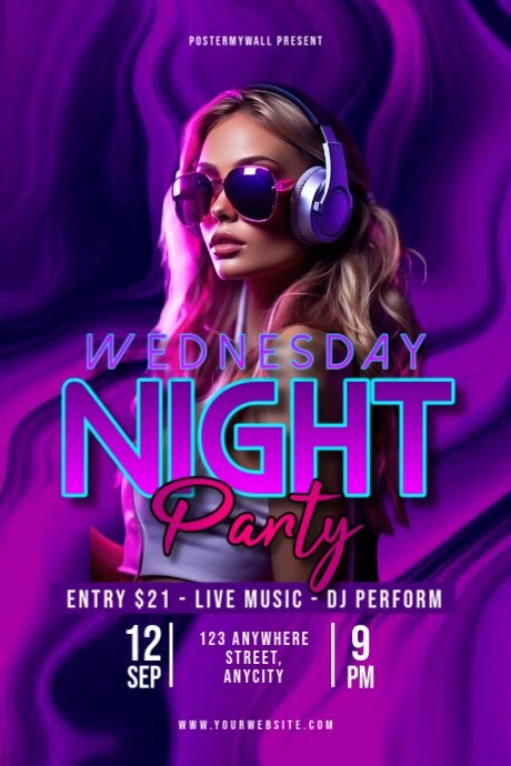 Copy of Purple Maksimalis Wednesday Night Party Poster | PosterMyWall