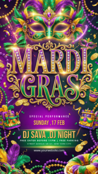Purple Mardi Gras Celebration Instagram Story Template | PosterMyWall