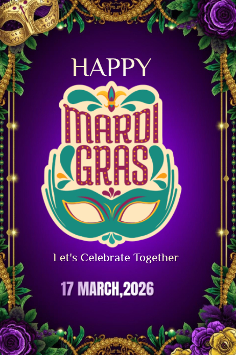 Plantilla de Purple Mardi Gras Celebration Poster | PosterMyWall