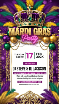 Purple Mardi Gras Party Instagram Story Template | PosterMyWall