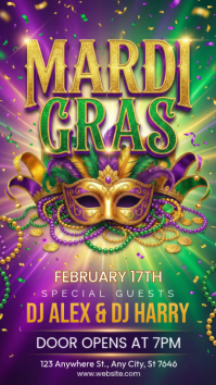 Purple Mardi Gras Party Instagram Story Template | PosterMyWall