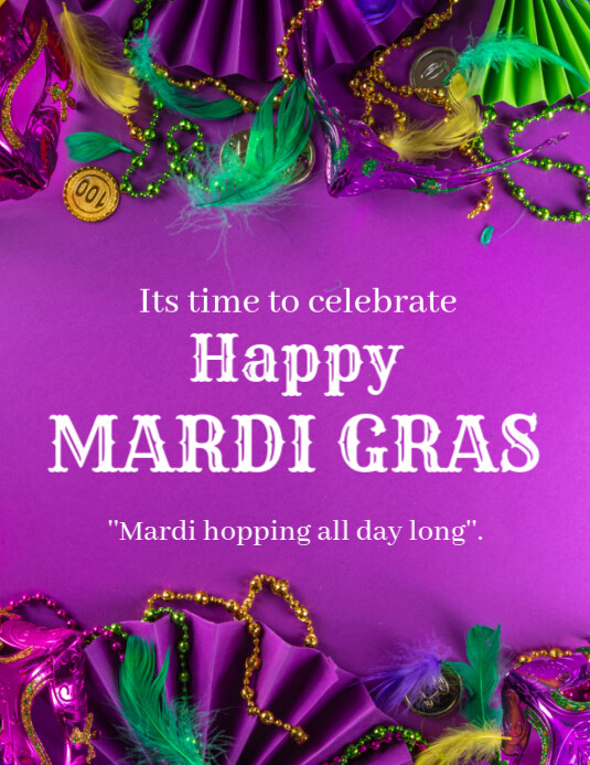 Purple Mardi Gras Party Invitation Flyers Flyer (us Letter) Template ...