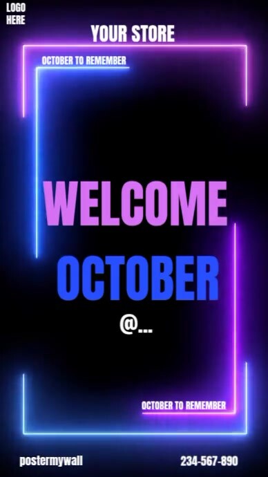 Purple Maximalist 🌌 Welcome October | Neon Edge Glow Motion Video ...