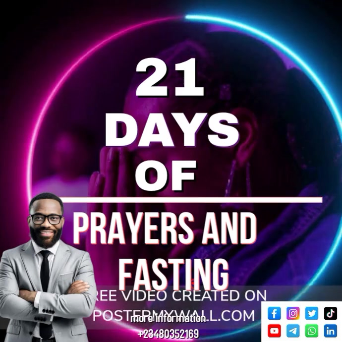 Purple Maximalist 21 Days Of Prayer And Fasting Instagram Post Template ...