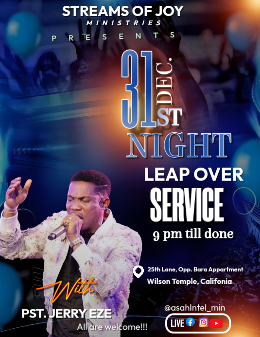 Purple Maximalist 31st December Crossover Night Service Template Flyer ...