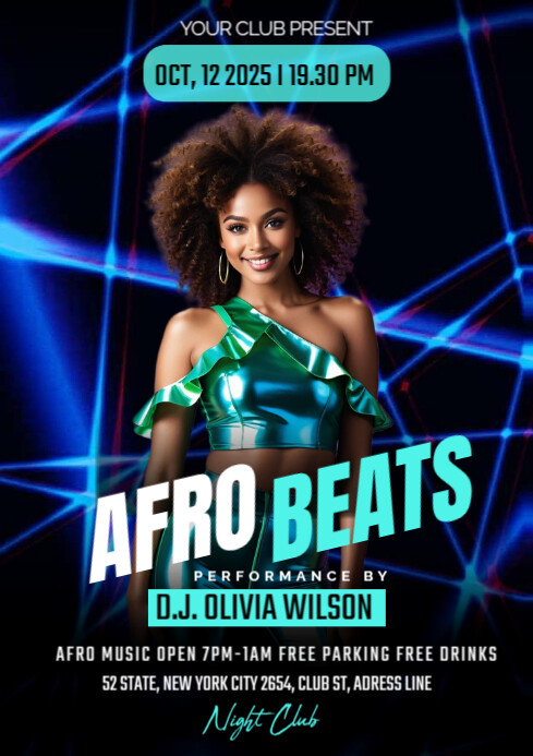 Purple Maximalist Afro Beats A1 Template | PosterMyWall