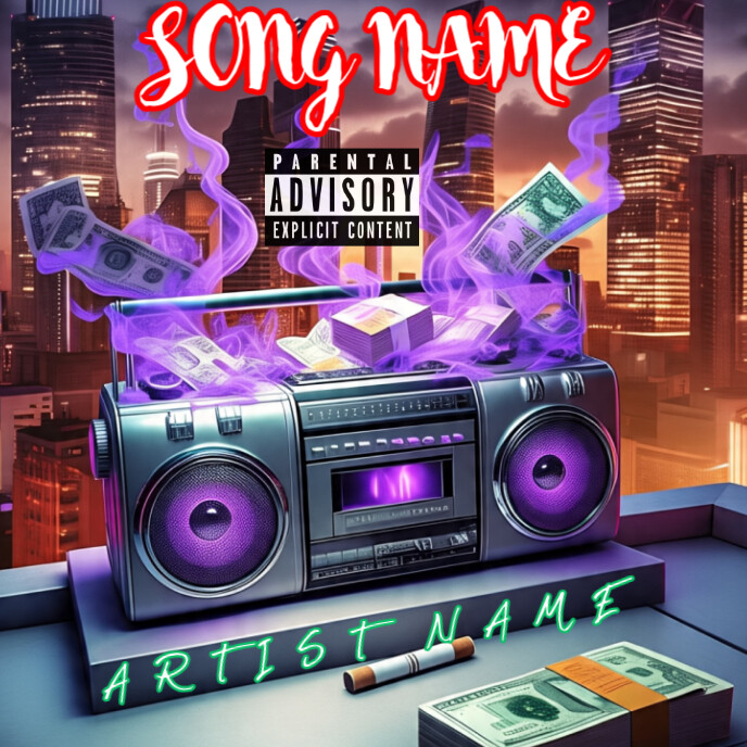 Purple Maximalist Album Cover Templat | PosterMyWall