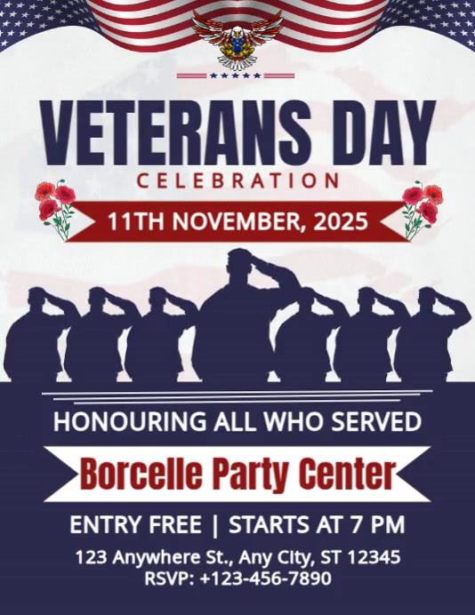 Modèle Purple Maximalist Americana Veterans Day Invitation Flyer (us ...
