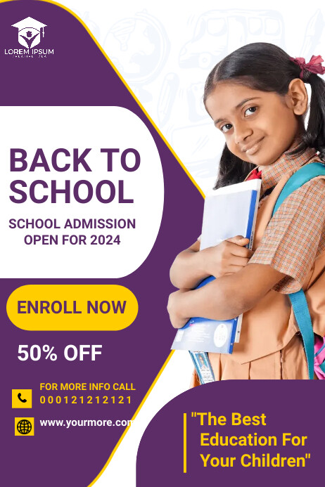 Purple Maximalist Back To School Admission Po Template | PosterMyWall