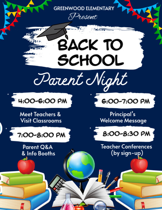 Purple Maximalist Back To School Parent Night Flyer Flyer (us Letter ...