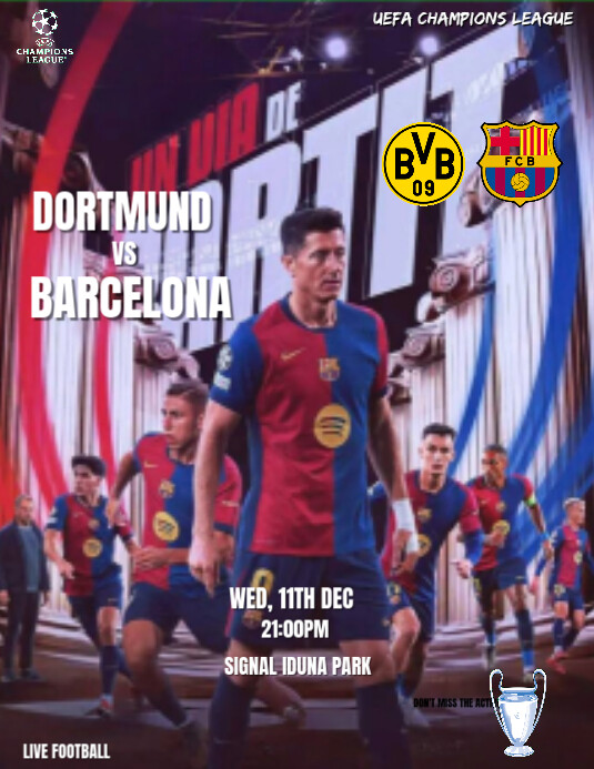 Copy of Purple Maximalist Barcelona Vs Dortmund Ucl Matchday Flyer (us ...