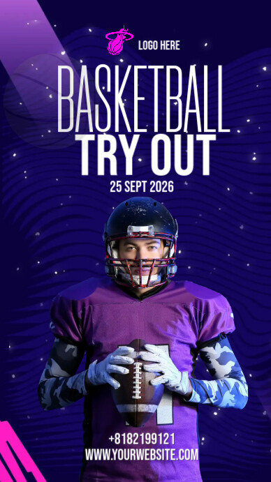 Purple Maximalist Basketball Try Out Instagram Story Template | PosterMyWall