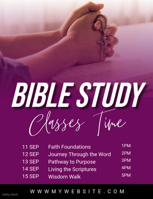 Purple Maximalist Bible Study Class Timing 20 Template | PosterMyWall