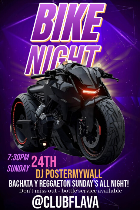 Copy of Purple Maximalist Bike Night Flyer Templates Poster | PosterMyWall