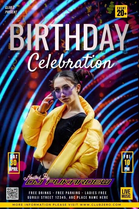 Plantilla de Purple Maximalist Birthday Night Celebration | PosterMyWall