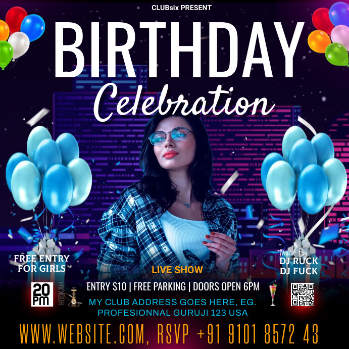Plantilla de Purple Maximalist Birthday Night Celebration | PosterMyWall