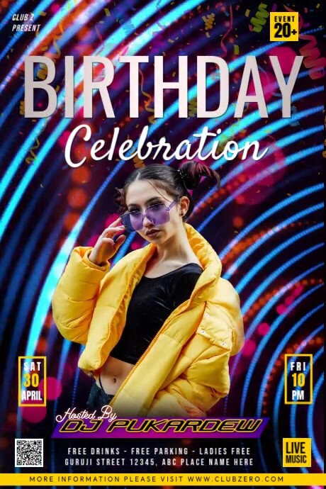 Purple Maximalist Birthday Night Party Poster Template | PosterMyWall