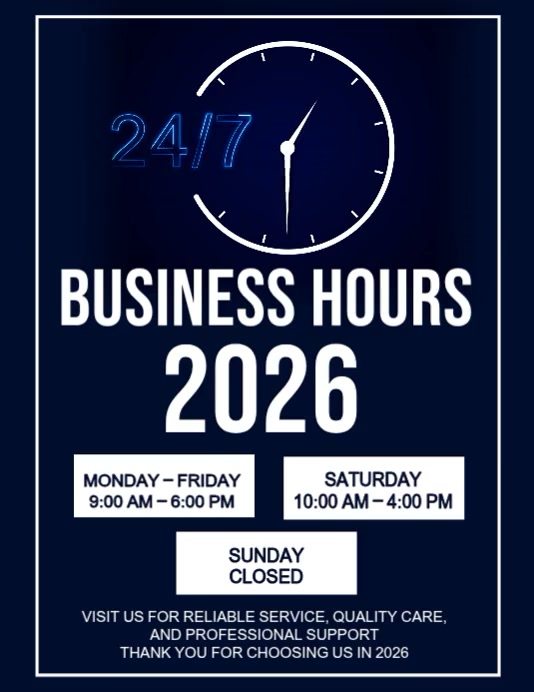 Purple Maximalist Business Hours 2026 Flyer (us Letter) Template ...