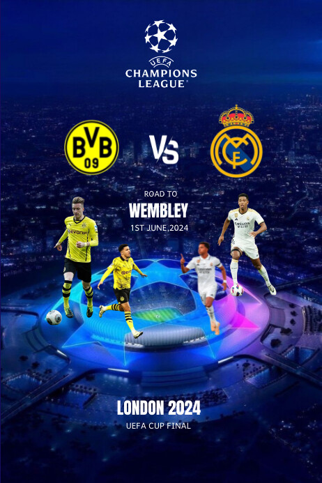 Purple Maximalist Bvb Dortmund Vs Real Madrid Template | PosterMyWall