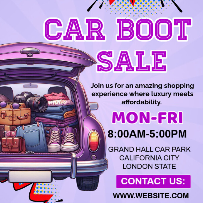 Copy of Purple Maximalist Car Boot Sale Template Design Instagram Post ...