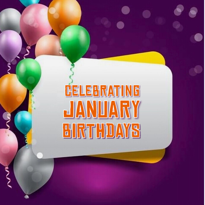 Purple Maximalist Celebrating January Birthdays Instagram Post Template ...