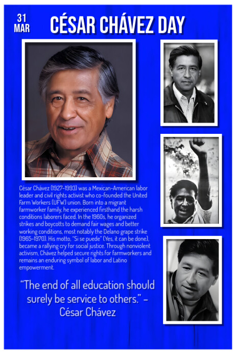 Plantilla de Purple Maximalist Cesar Chavez Day Poster | PosterMyWall