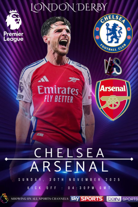 Copy of Purple Maximalist Chelsea Vs Arsenal Poster | PosterMyWall