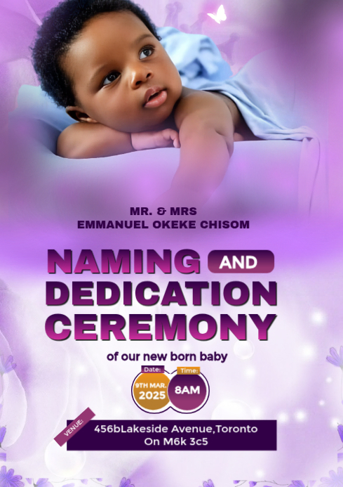 Purple Maximalist Child Dedication A4 Template | PosterMyWall