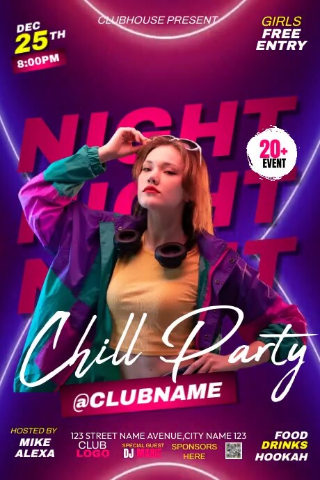 Purple Maximalist Chill Party Poster Template | PosterMyWall