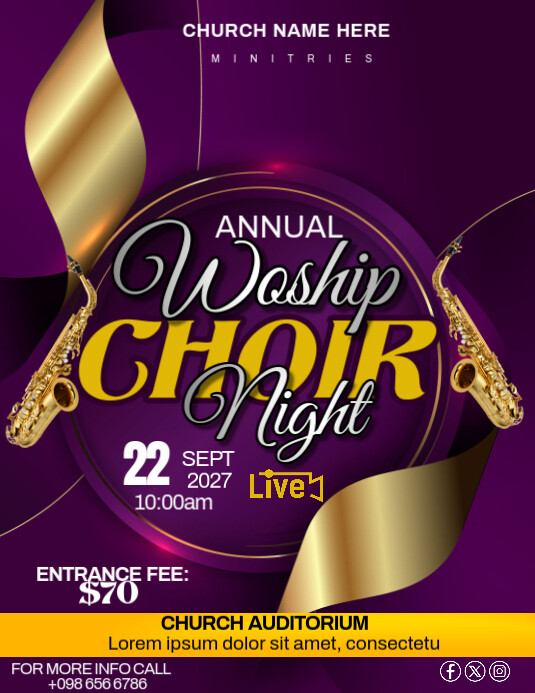 Purple Maximalist Choir Music Flyer (us Letter) Template | PosterMyWall
