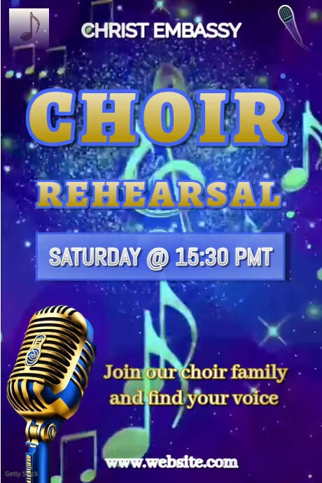Plantilla de Purple Maximalist Choir Rehearsal Poster | PosterMyWall