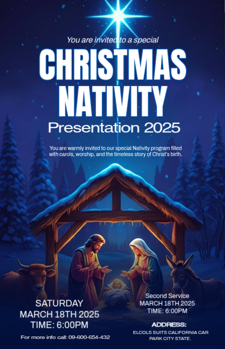 Purple Maximalist Christmas Nativity Presentation 1025 Tabloid Template ...
