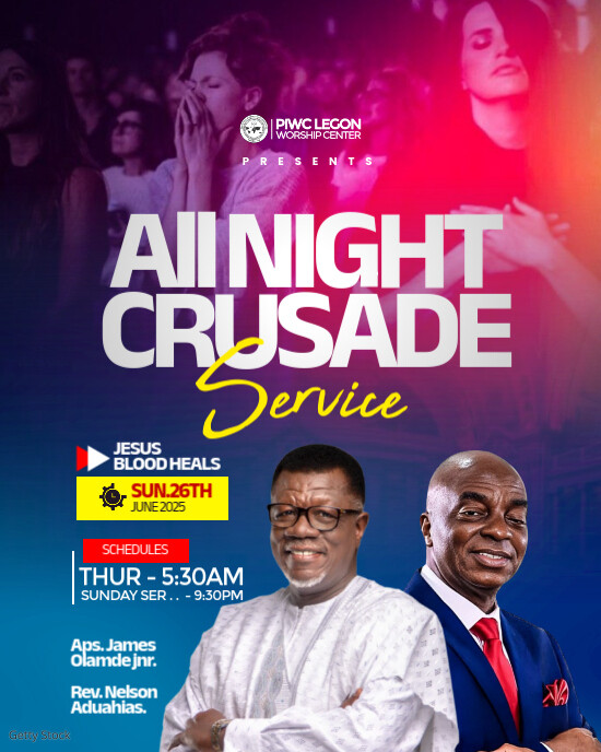 Purple Maximalist Church All-night Service Instagram Portrait Template ...