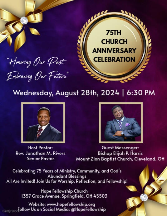 Purple Maximalist Church Anniversary Flyer (us Letter) Template ...