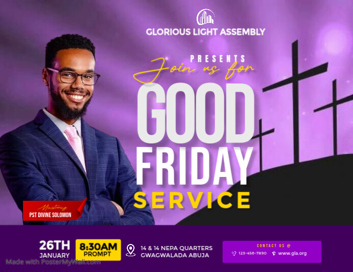 Purple Maximalist Church Easter Good Friday Service Flyer (us Letter ...