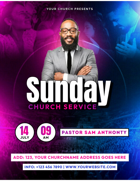 Purple Maximalist Church Flyer (us Letter) Template | PosterMyWall