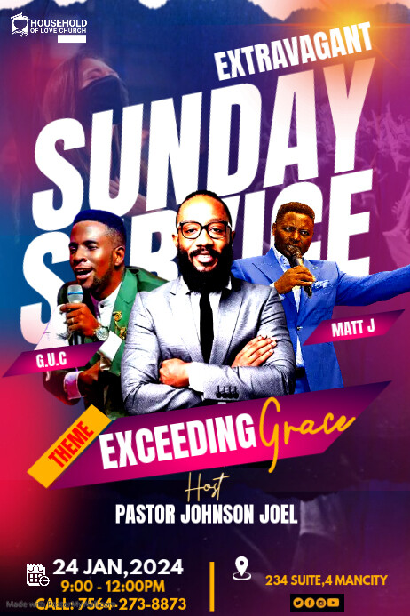 Purple Maximalist Church Flyer Poster Template | PosterMyWall